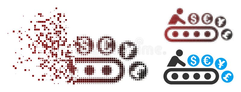 Damaged Pixel Halftone Money Factory Icon Stock Vector - Illustration ...