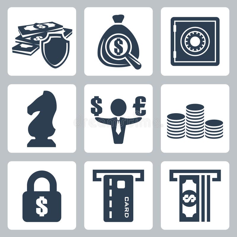 Money icons set stock vector. Illustration of bank, cash - 31310554