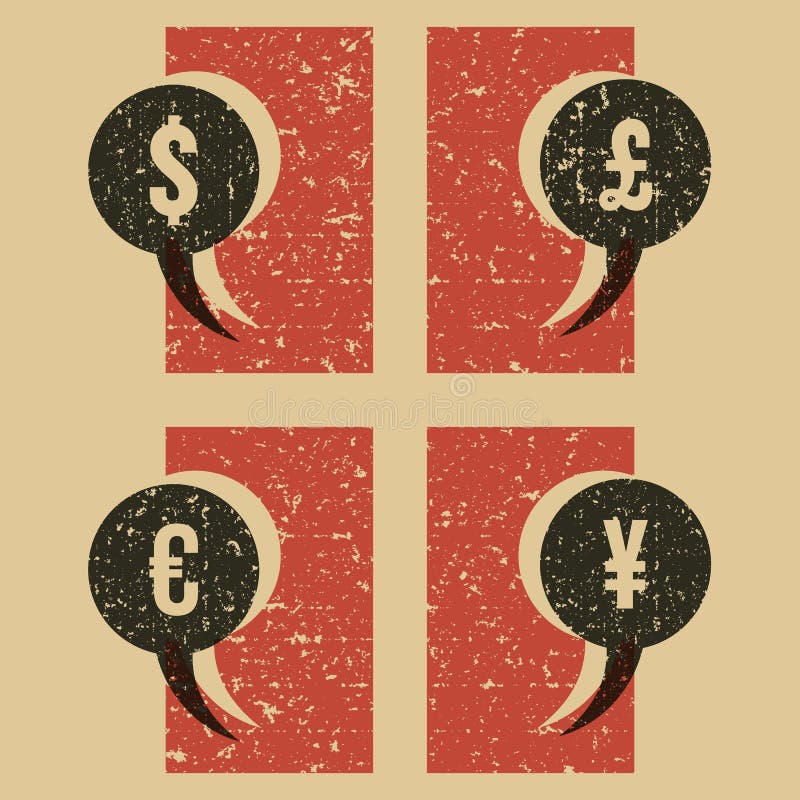 Vector Money Symbols Vintage Print Stock Vector - Illustration of ...