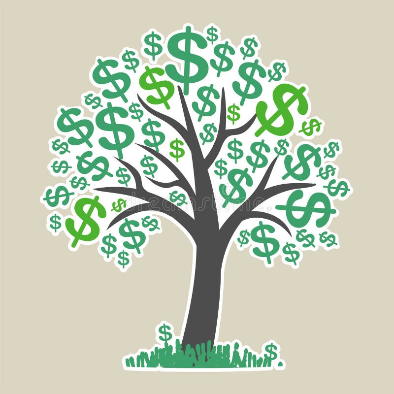 Money Tree Cash Dollar Signs Stock Illustration - Illustration of grow ...