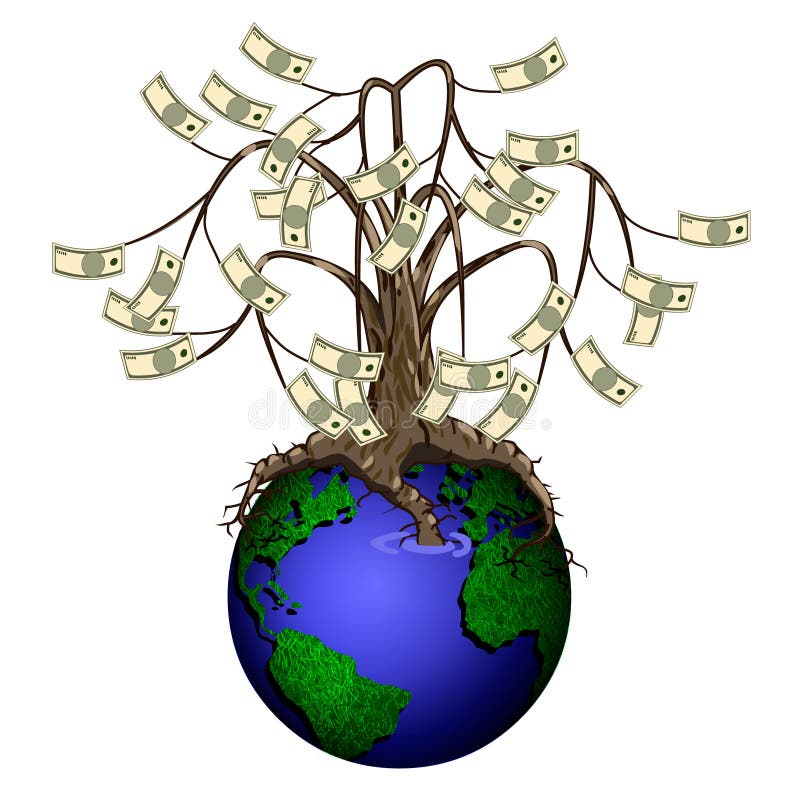 Money tree on earth stock photo. Image of background, dollars - 8139252