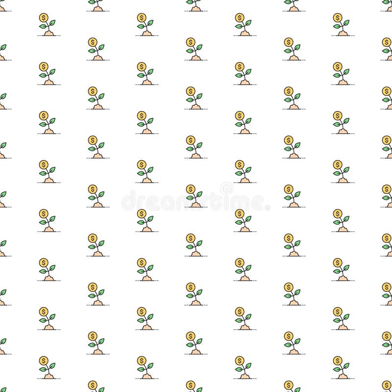 Vector Money Tree, Save Money, Invest Pattern with Various Icons. Stock ...