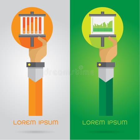 Vector Monitor Graph Circle Arm and Hand Stock Vector - Illustration of ...
