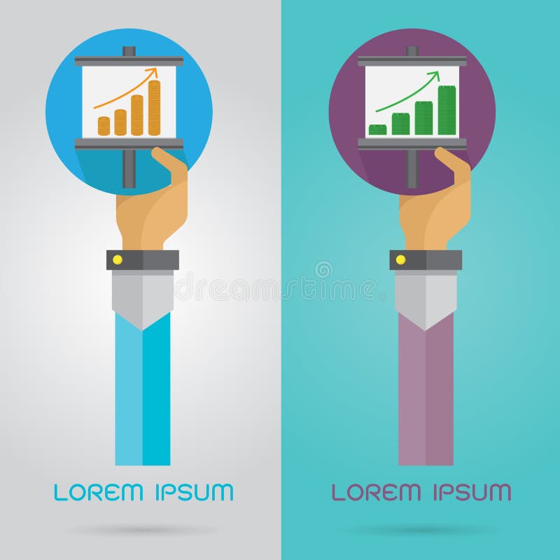 Vector Monitor Graph Circle Arm and Hand Stock Vector - Illustration of ...