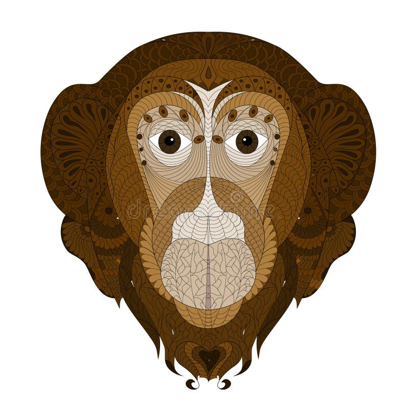 Patterned head of monkey stock vector. Illustration of abstract - 53667022