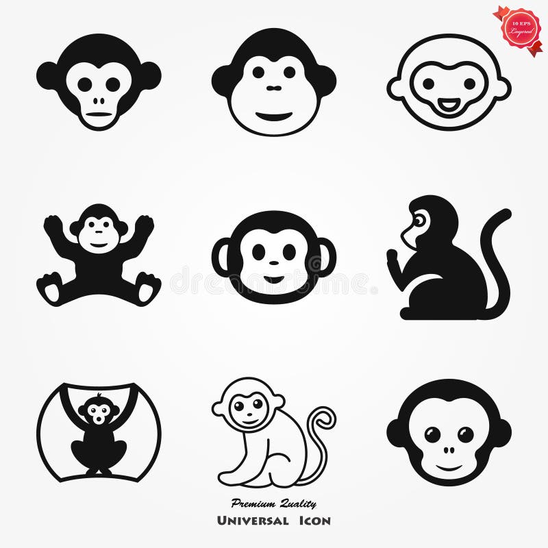 Vector Monkey Icon Isolated on Background. Animal Symbol Stock ...