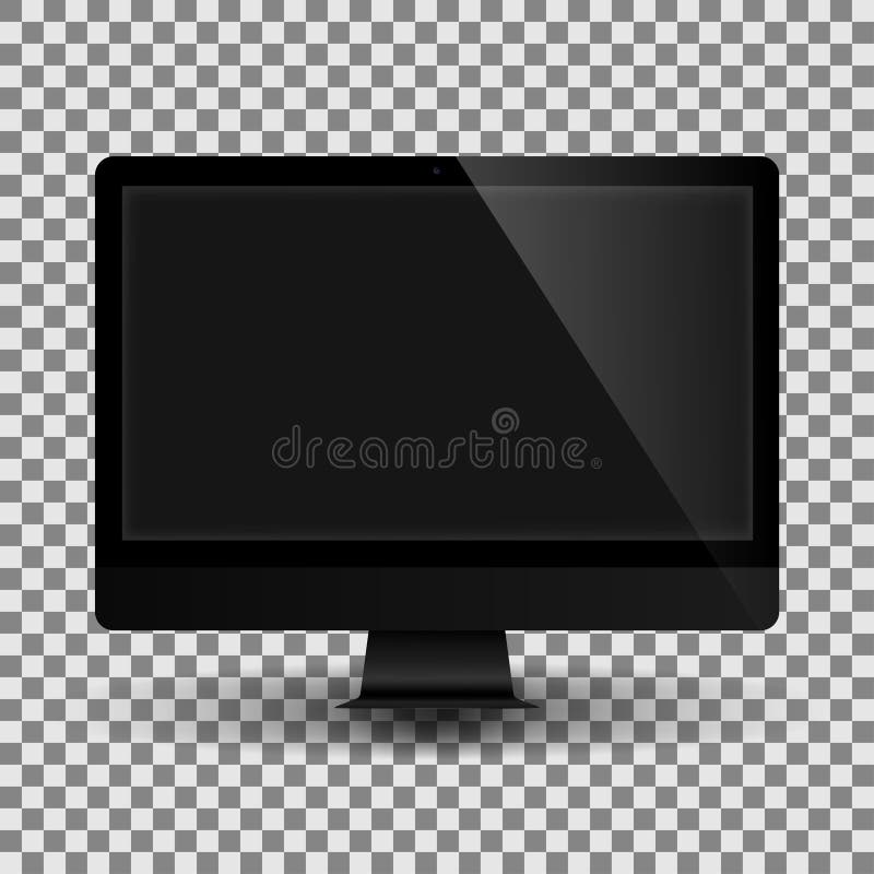 Vector Monoblock Computer with Black Screen. on Transparent Background ...
