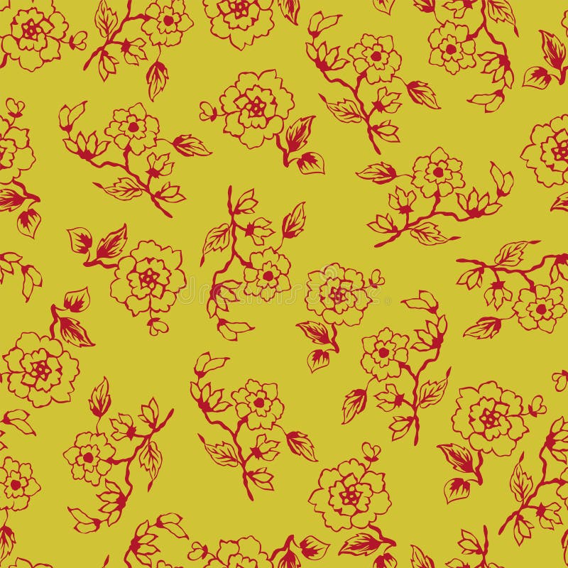 Vector Monochromatic Floral Seamless Pattern Digital Textile Print ...