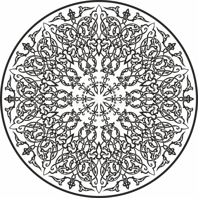Vector Monochrome Black Turkish Classic Circle Ornament. Stock Vector ...