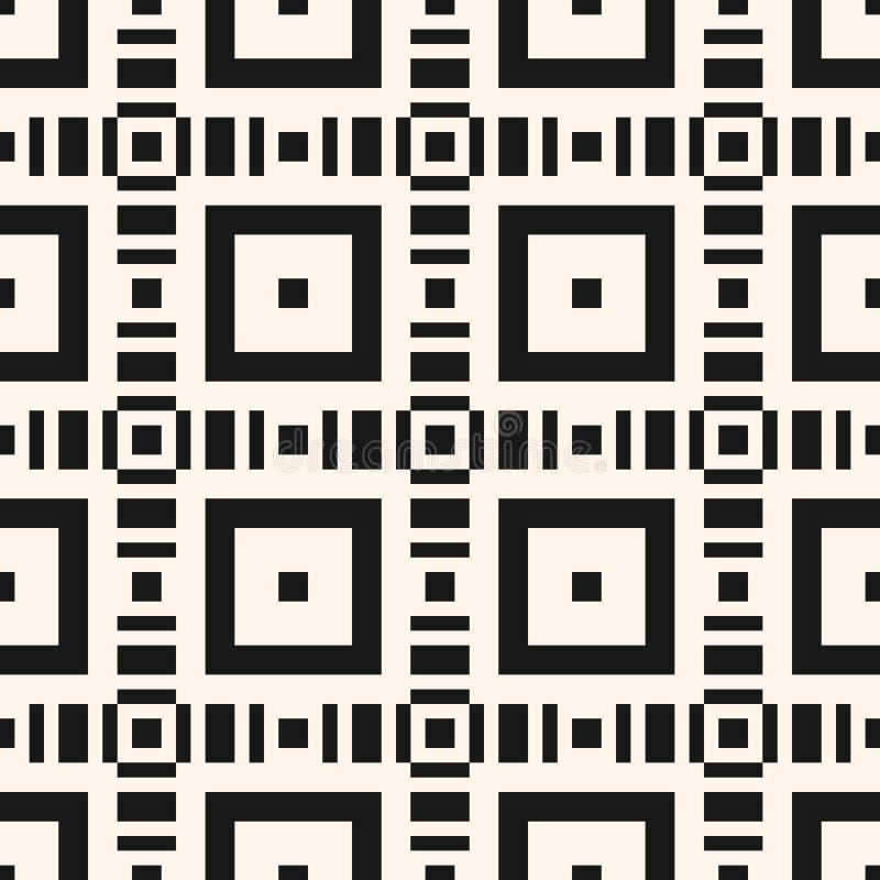 Vector Monochrome Checkered Geometric Seamless Pattern with Squares ...