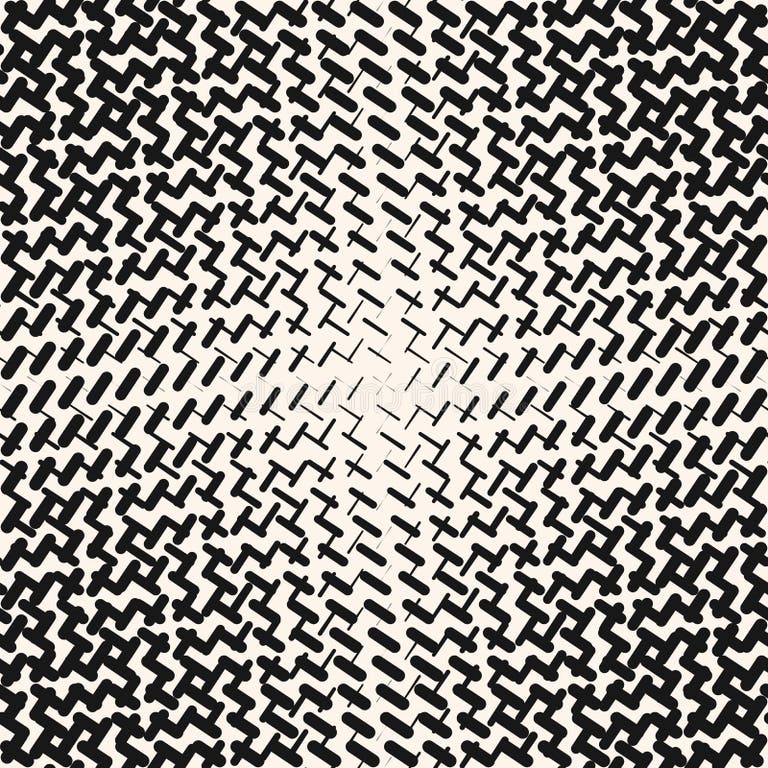 Vector Monochrome Geometric Halftone Seamless Pattern with Dash Lines ...