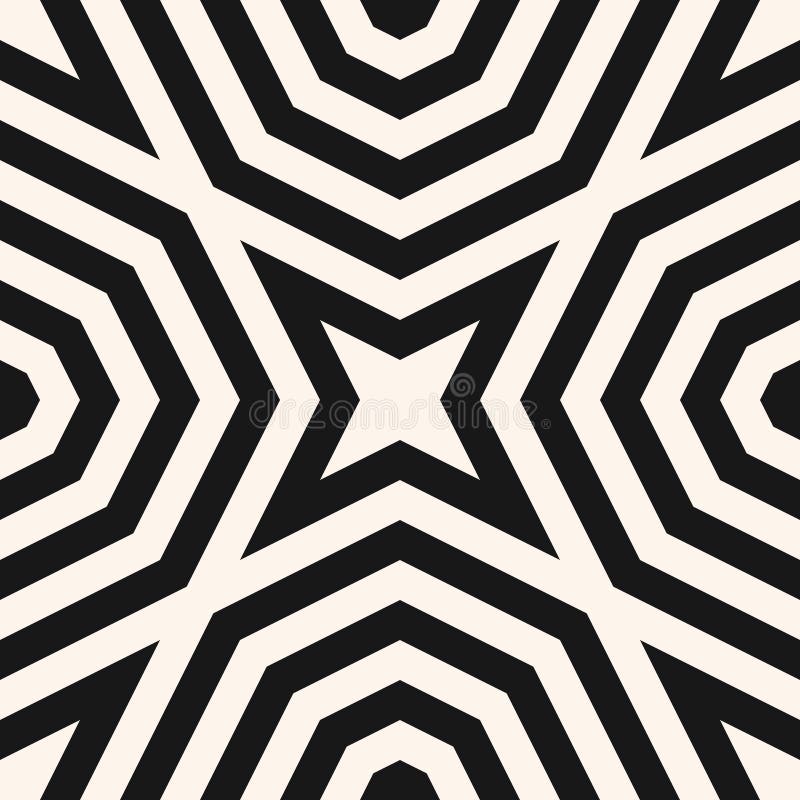 Vector Monochrome Geometric Pattern with Concentric Shapes, Stripes ...
