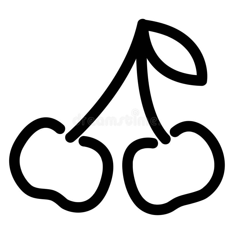 Vector Monochrome Illustration of Cherries Logo Simple Outline Stock ...