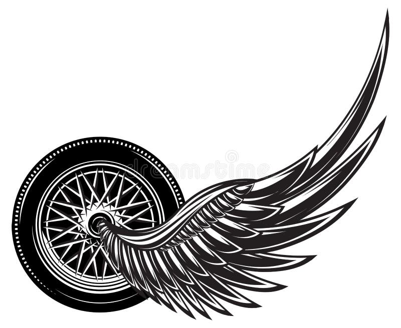 Vector Monochrome Pattern with Wheel and Wings Stock Vector ...