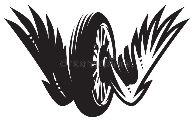 Vector Monochrome Pattern with Wheel, Wings on a Motorcycle Theme Stock ...