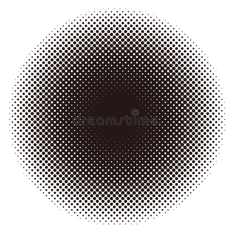 Vector Monochrome Round Halftone Pattern Isolated on a White Background ...