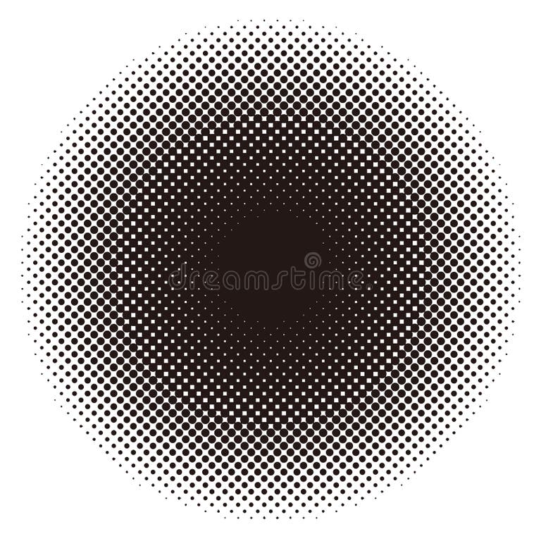 Vector Monochrome Round Halftone Pattern Isolated on a White Background ...