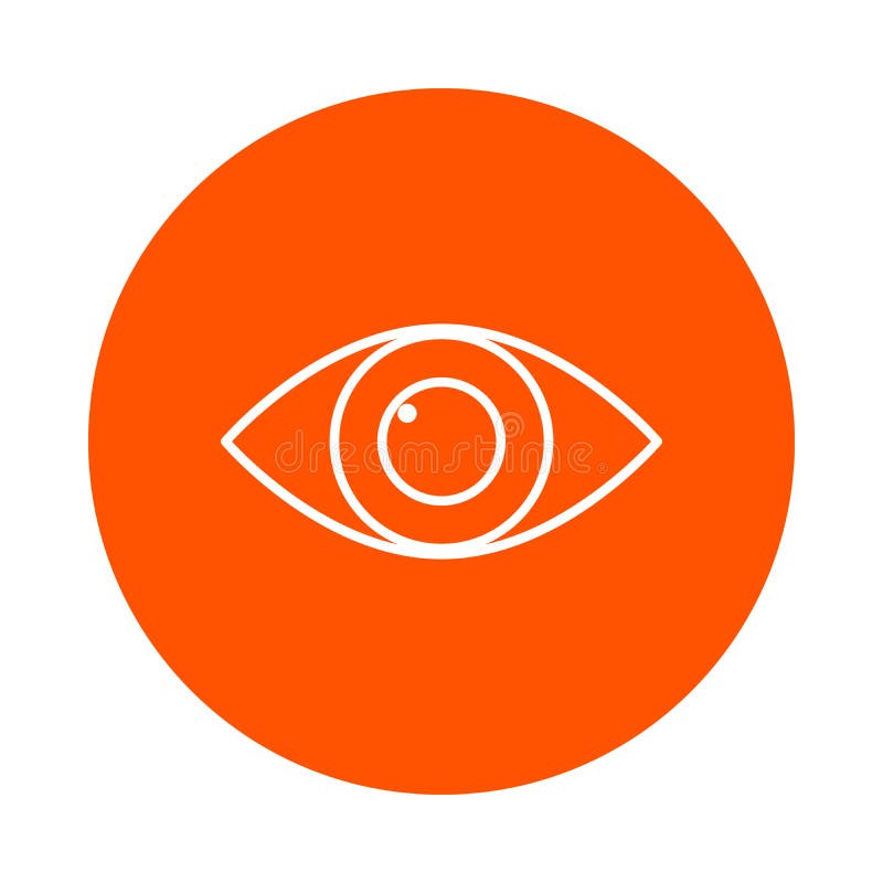 Vector Monochrome Round Icon with the Image of the Eye, Flat Style ...