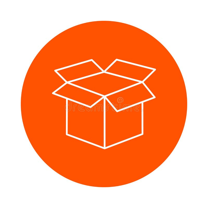 Vector Monochrome Round Icon of an Open Blank Cardboard Box, Flat Style ...