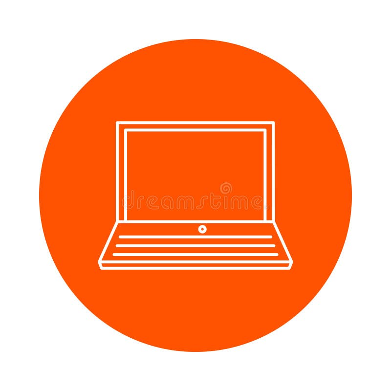 Vector Monochrome Round Icon of an Open Laptop, Flat Style Stock ...