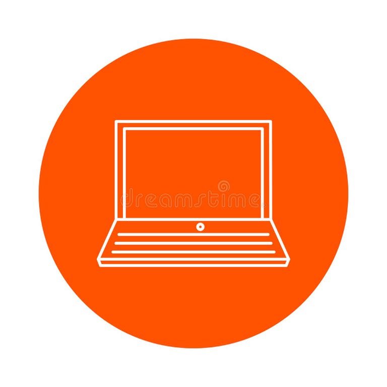 Vector Monochrome Round Icon of an Open Laptop, Flat Style Stock ...