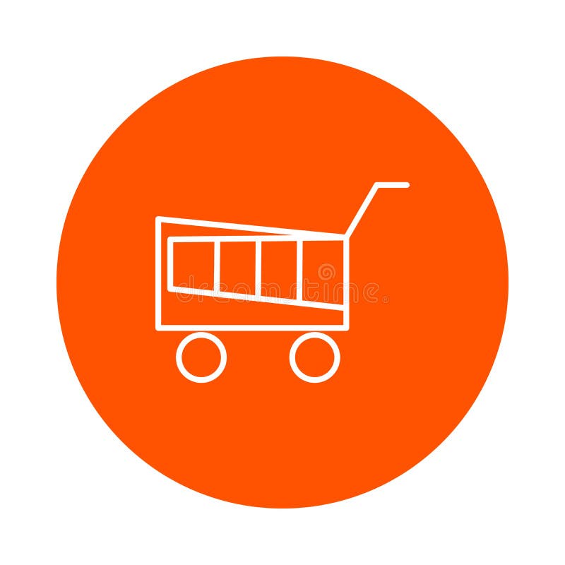 Vector Monochrome Round Shopping Cart Icon, Flat Style Stock ...