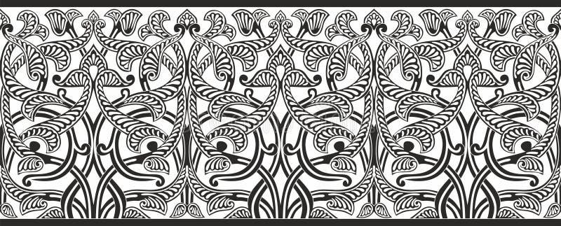 Vector Monochrome Seamless Arabic Ornament. Black Endless Arabesque ...