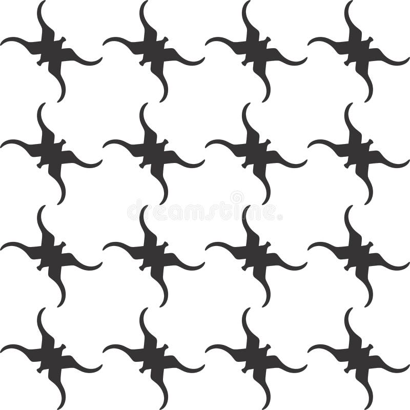 Vector Monochrome Seamless Pattern Abstract Geometric Floral Ornament