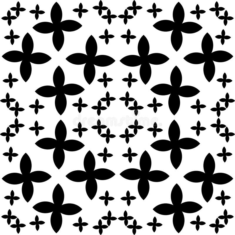 Vector Monochrome Seamless Pattern Abstract Geometric Floral Ornament
