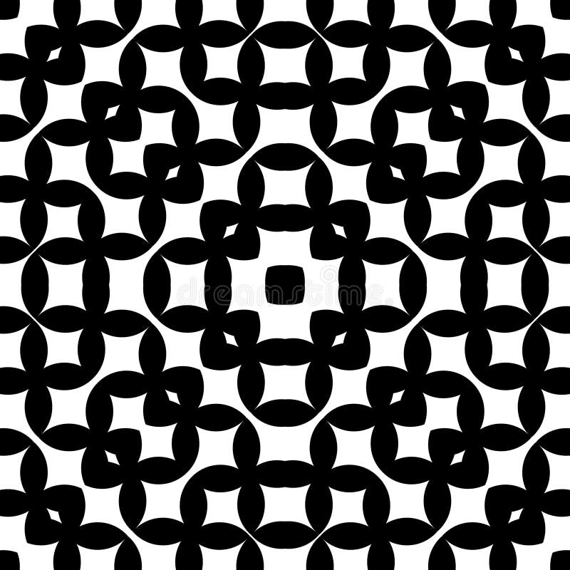 Vector Monochrome Seamless Pattern Abstract Geometric Floral Ornament