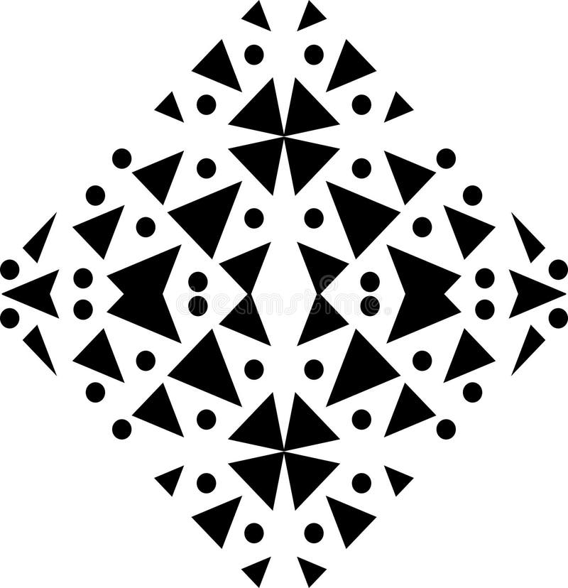 Vector Monochrome Seamless Pattern Abstract Geometric Floral Ornament