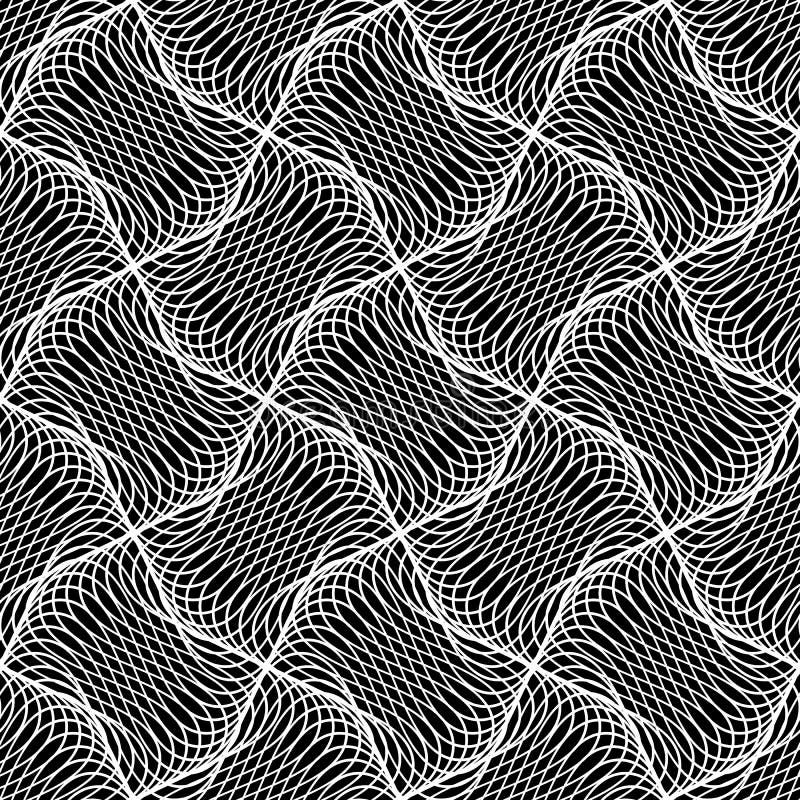 Vector Monochrome Seamless Pattern. Abstract Moire Texture of White ...