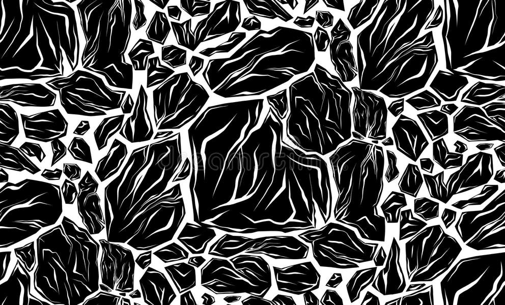 Vector Monochrome Seamless Pattern with Broken Stones. Earthquake and ...