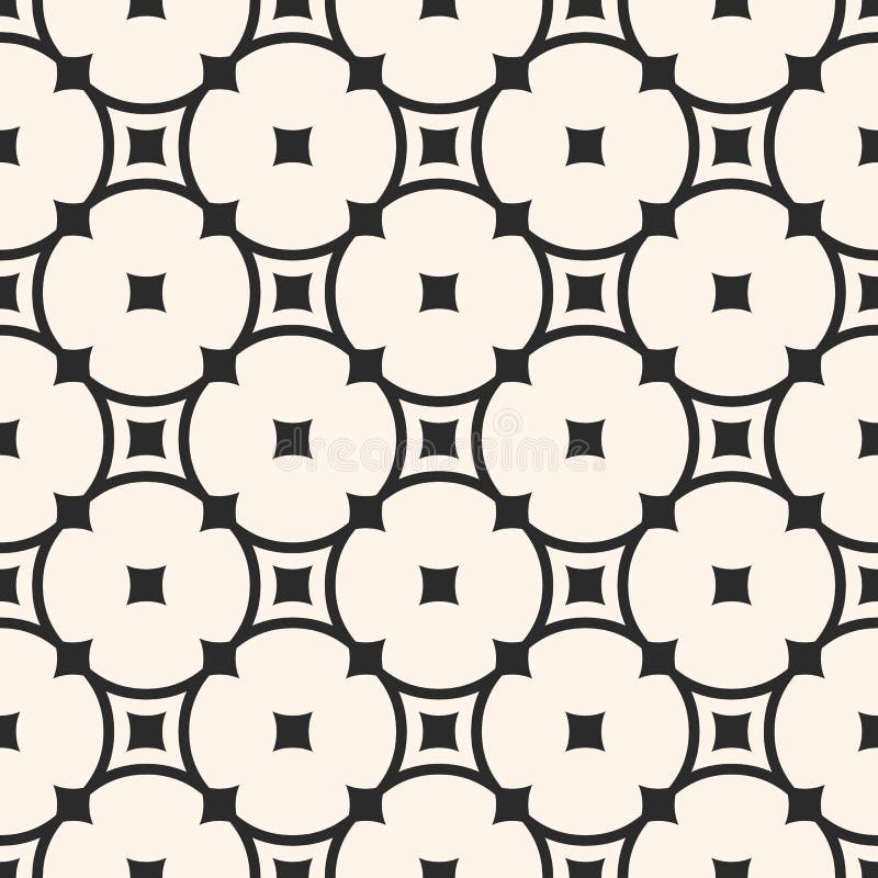Vector Monochrome Seamless Pattern with Rounded Lattice, Circles Stock ...