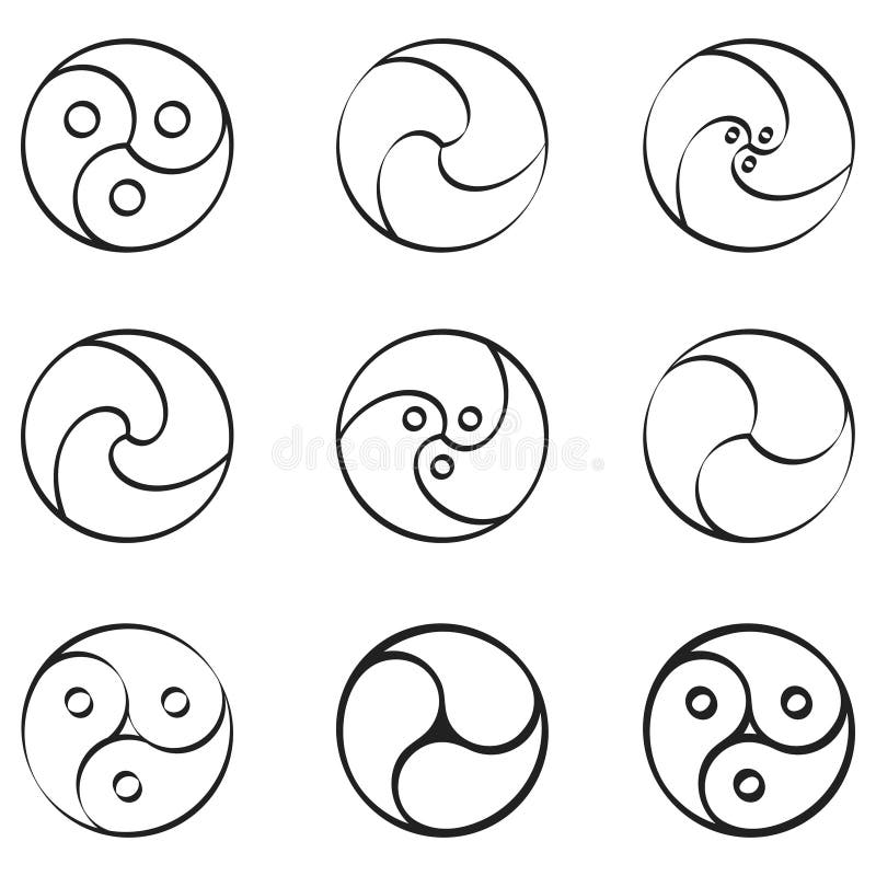 Vector Monochrome Set with Gankyil Tibetan Symbol Stock Vector ...