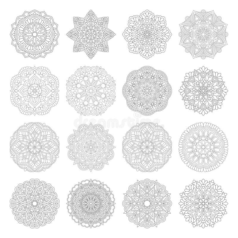 Vector Monochrome Set of Mandalas Coloring Book Pages Stock Vector ...