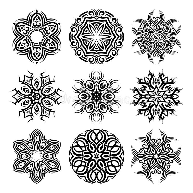 Vector Monochrome Set of Mandalas Stock Vector - Illustration of adult ...