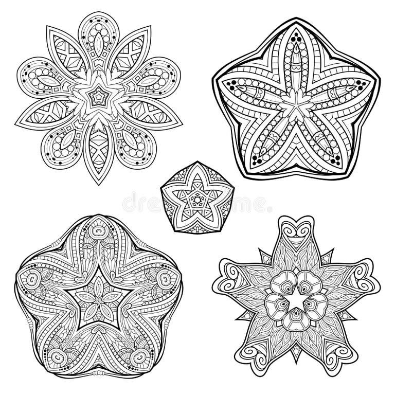 Vector Monochrome Set of Stars. Ethnic Element Stock Vector ...