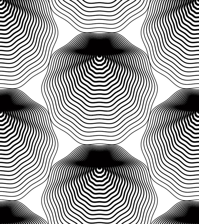 Vector Monochrome Stripy Endless Pattern, Art Continuous Geometric ...