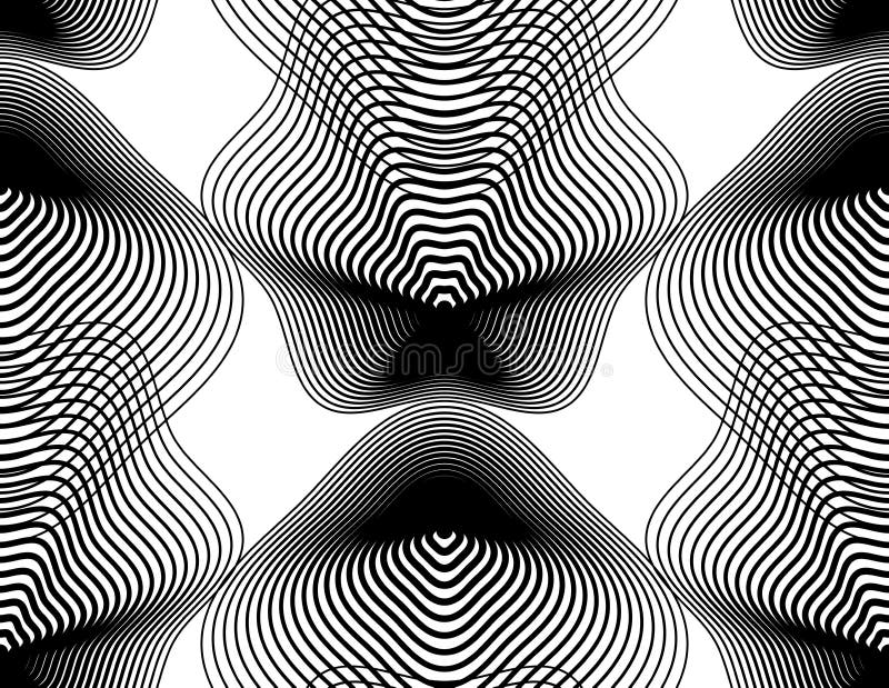 Vector Monochrome Stripy Endless Pattern, Art Continuous Geometric ...