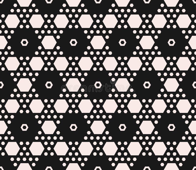 Vector Monochrome Texture, Geometric Seamless Pattern with Hexagons ...