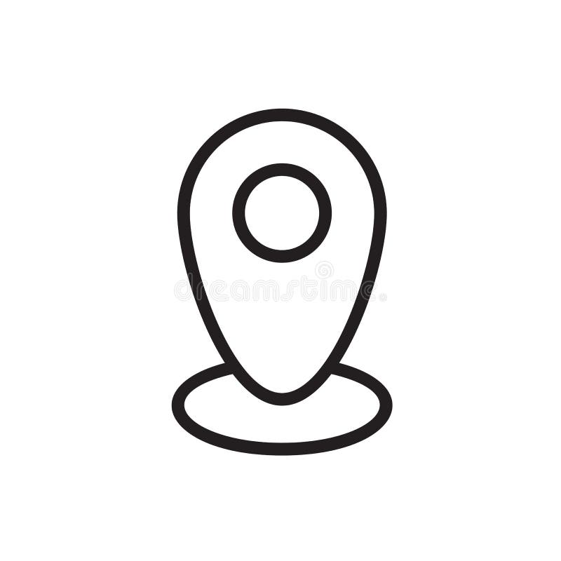 Vector Monoline Location Pin Icon with Circle Shape. Position Marker ...