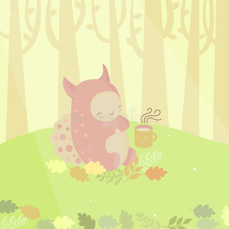 Vector monster and tea stock vector. Illustration of monster - 168146499