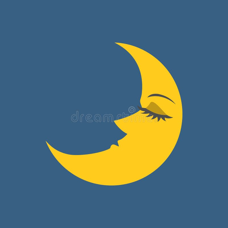 Vector moon with face stock vector. Illustration of flat - 111459314
