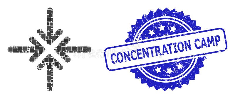 Rubber Concentration Camp Seal and Square Dot Collage Collapse Arrows ...
