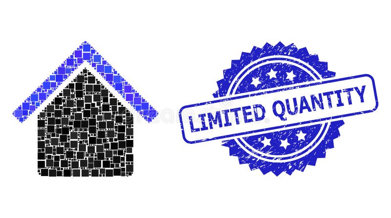 Rubber Limited Quantity Seal and Square Dot Collage House Stock Vector ...
