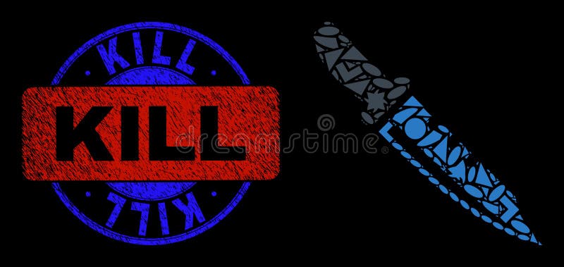 Bicolor Rubber Kill Seal and Geometric Mosaic Knife Icon Stock Vector ...