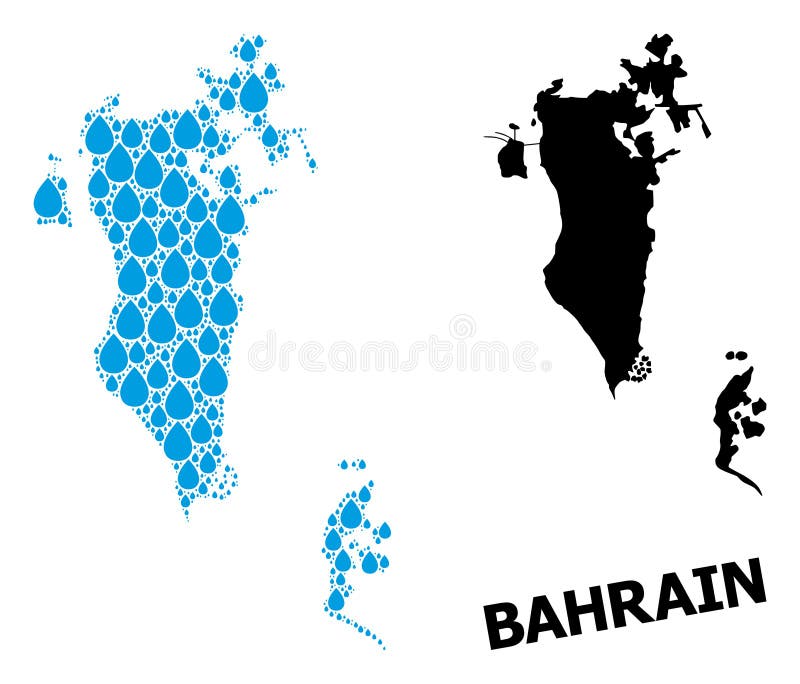 Vector Mosaic Map of Bahrain of Water Tears and Solid Map Stock Vector ...