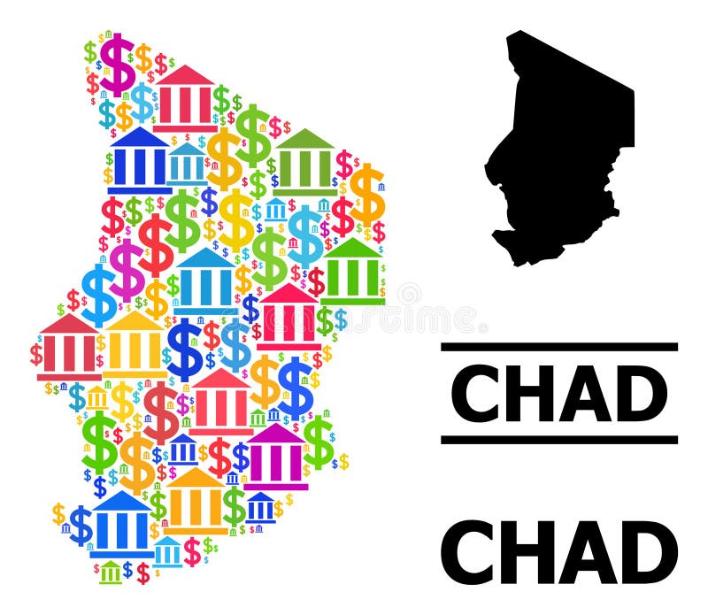 Vector Mosaic Map of Chad of Bank and Commercial Items Stock Vector ...