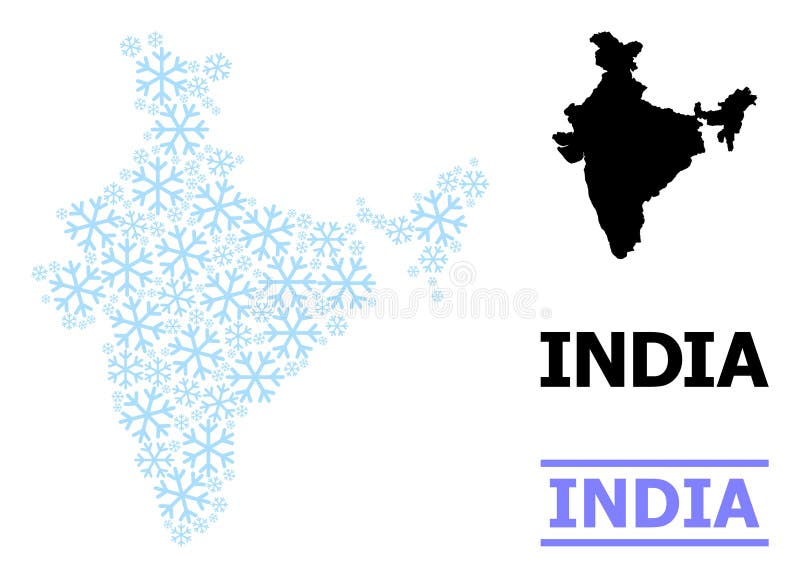 Icy Composition Map of India of Snowflakes Stock Vector - Illustration ...